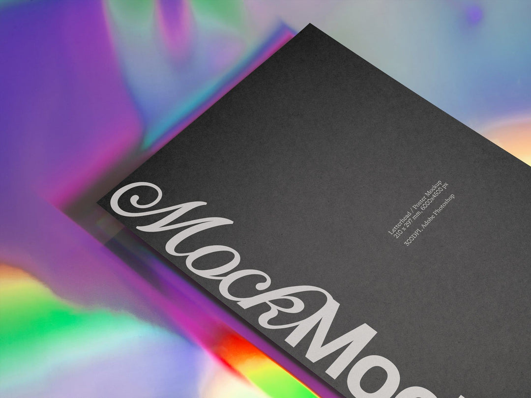 Iridescent Gradient Poster & Letterhead Mockup | Vibrant PSD Set ...