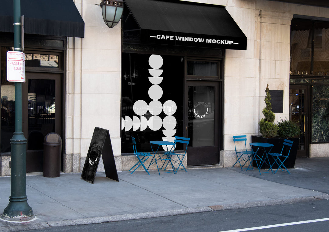 Café Window Mockup | Realistic Storefront Branding PSD – House of Mockups